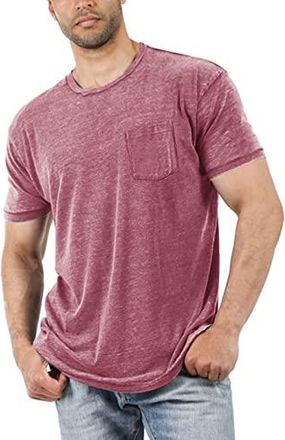 Generic T-shirt pour homme - Couleur unie - Col rond - Manches courtes - T-shirt d&eacute;t&eacute; &agrave; manches courtes - L&eacute;ger - T-shirt d&eacute;contract&eacute; - Coupe droite - T-shirt