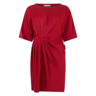 Moschino Kurzes Kleid mit G&uuml;rtel und Drapierung - - Dresses - Damen - Rot - S