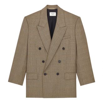 Saint Laurent Zweireihiger Hahnentritt-Blazer - - Jackets - Damen - Beige - M