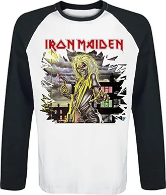 Iron Maiden Killers Shatter Homme T-Shirt Manches Longues Blanc/Noir XXL