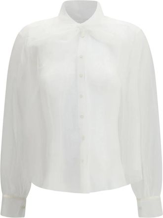 Forte_Forte T&uuml;llhemd mit Sch&auml;rpe - - Blouses & Shirts - Damen - Wei&szlig; - S