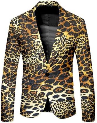 Generic Veste pour homme avec motif imprim&eacute; - L&eacute;opard, z&egrave;bre, tigre, vache - Veste de costume pour carnaval, f&ecirc;te - Blazer coupe ajust&eacute;e - Costume moderne de 
