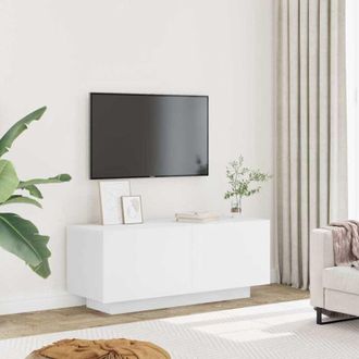 vidaXL Meuble tv Blanc 100x35x40 cm Agglom&eacute;r&eacute; Vidaxl