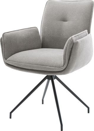 DELIFE Polsterstuhl NELA-Flex Kreuzgestell konisch Schwarz Strukturstoff Soft Grau