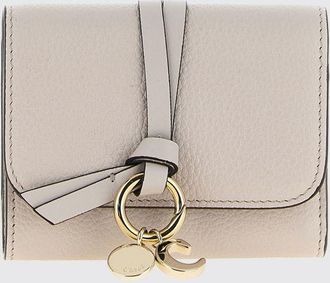 Chlo&eacute; Trifold-Portemonnaie aus schwarzem Kalbsleder mit Logo-Anh&auml;nger