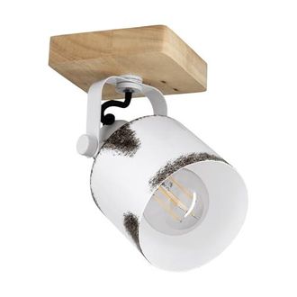 Eglo Applique murale Kilburn, lampe de lecture avec spot orientable, FSC100HB, luminaire int&eacute;rieur pour salon, chambre et couloir, bois et m&eacute;tal blanc aspe