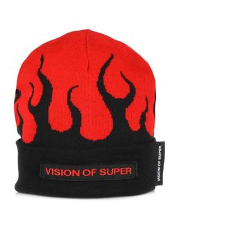 Vision Of Super Rote Flammen Beanie Schwarz/Rot - - Accessories - Herren - Mehrfarbig - ONE SIZE