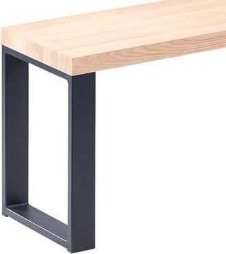 Lamofootwear Manufaktur Banc de Salle &agrave; Manger 30x80x47 cm (l x L x h), Pied en m&eacute;tal mod&egrave;le Simple Gris/Assise en Bois Brut, LSB-01-A-001-80-7016S