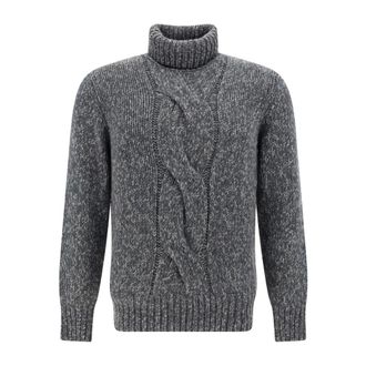 Brunello Cucinelli Homme, Pulls, Gris, Taille: L Luxueux pull gris &agrave; col montant