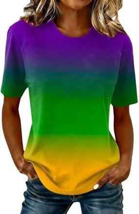 Generic T-shirt d&eacute;t&eacute; d&eacute;contract&eacute; &agrave; manches courtes et col rond pour femme | T-shirt d&eacute;t&eacute; doux, l&eacute;ger et respirant pour un usage quotidien, les voyages et la r