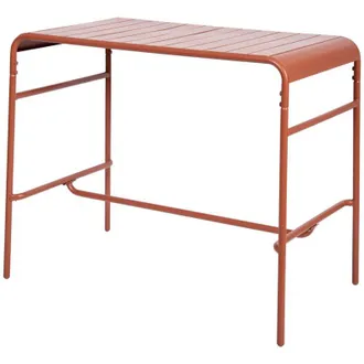 Sweeek Table haute de jardin m&eacute;tal 4 places. terracotta. 120 x 70 x 95cm