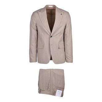 Officina36 Homme, Costumes, Beige, Taille: M Single Breasted Suit
