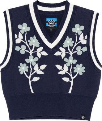 Sport b. débardeur en maille à fleurs - Bleu
