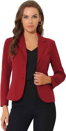 Allegra K Damen Arbeitsjacke Büro Reverskragen Stretch Jacke Anzug Blazer, Burgunder, S