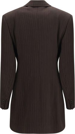 Saint Laurent Pinstripe Wool Blazer - Brown