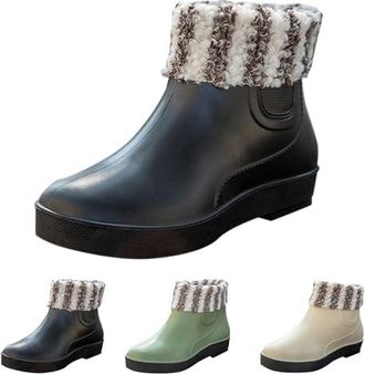 Generic Bottes de pluie imperm&eacute;ables pour femme avec doublure en peluche, chaussures en caoutchouc confortables, l&eacute;g&egrave;res, antid&eacute;rapantes, pour lext&eacute;rieur, le 