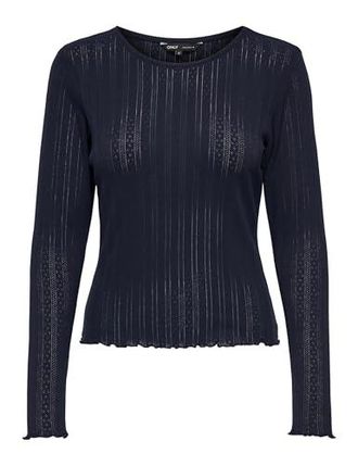 Only Top Basique &agrave; Manches Longues en Couleurs Unies pour Femmes ONLCARLOTTA, Couleurs:Bleu-2, Taille:XS