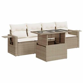 vidaXL Vidaxl - Set Divano Da Giardino 5 Pz Con Cuscini Beige In Polyrattan