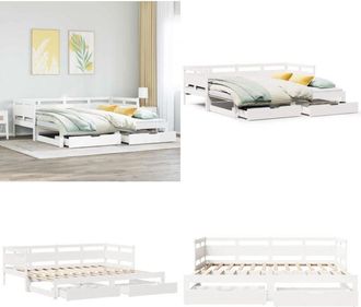 vidaXL Tagesbett Ausziehbar mit Schubladen ohne Matratze Wei&szlig; 80x200cm - Vidaxl