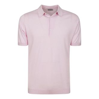 John Smedley Homme, Tops, Rose, Taille: 2XL Polo Rose en Tricot avec Manches Courtes