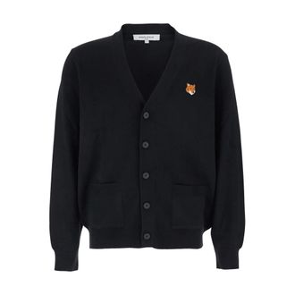 Maison Kitsun&eacute; Fox Head Cardigan - - Knitwear - Herren - Schwarzk - XL
