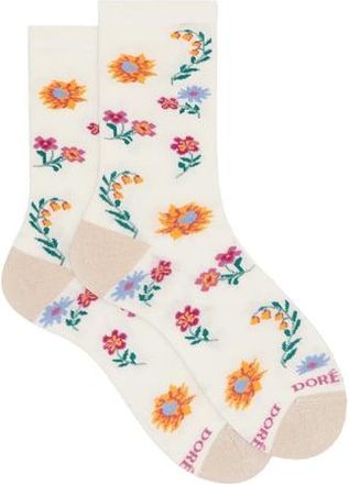 Dor&eacute; Dor&eacute; Chaussettes mi-hautes fleuries en coton m&eacute;lang&eacute;