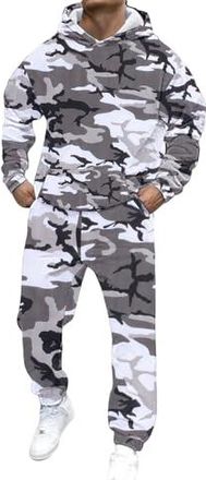 Generic Ensemble de jogging camouflage pour homme - Sweat &agrave; capuche et pantalon de surv&ecirc;tement tendance - Ensemble 2 pi&egrave;ces - Printemps et automne - Tenue de 