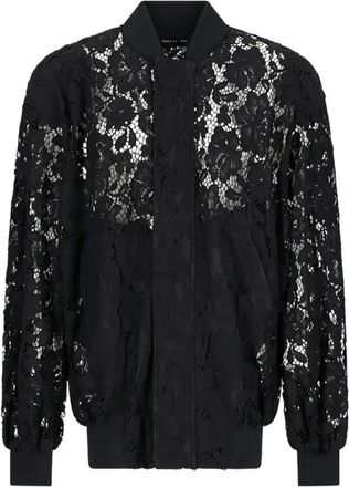 Federica Tosi Femme, Blouses et Chemises, Noir, Taille: 36 FR Bomber en Dentelle Florale