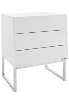Livetastic Nachtschrank, Wei&szlig;, Chrom, Metall, Holzwerkstoff, 3 Schublade(n) Schubladen, 50x60x40 cm, Schlafzimmer, Nachttische