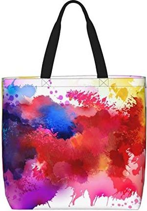 Generic Sac Fourre-Tout &Eacute;claboussures De Peinture Amusantes Et Color&eacute;es Sac &Agrave; Provisions Avec Poign&eacute;es Personnaliser Sacs &Agrave; Main, Pour Burea, Shopping, Femmes
