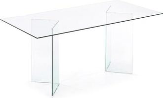 Kavehome Transparenter Tisch aus geh&auml;rtetem Glas, 180 x 77,5 x 90 cm