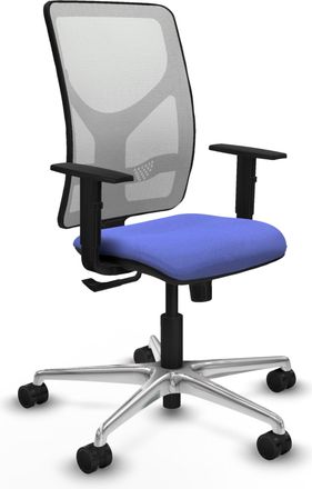 Piqueras y Crespo B&uuml;rostuhl mit hoher R&uuml;ckenlehne, mit 1D-Armlehnen, h&ouml;henverstellbare Lendenwirbelst&uuml;tze, ausgestattet mit 3 Positionen und Schneideschaum, Wei&szlig;/Hellbl