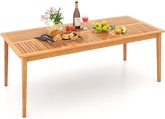 Costway Table de Jardin en Bois dAcacia pour 8 Personnes, Table de Salle &agrave; Manger dExt&eacute;rieur Rectangulaire de 200 x 90 cm avec Trou pour Parasol 5 cm, pour
