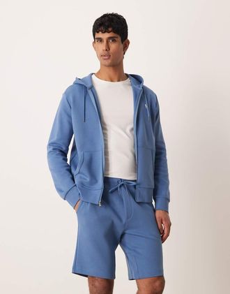 Polo Ralph Lauren Sweat &agrave; capuche zipp&eacute; en double maille de jersey &agrave; logo embl&eacute;matique - Bleu moyen