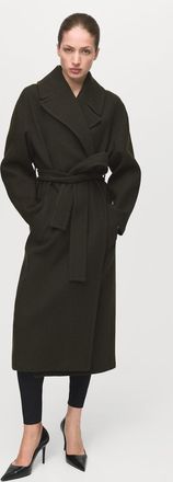 Mango Manteau laine Manteco ceinture kaki - Femme - XS - MANGO