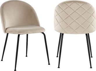 Vente-Unique 2 St&Aring;hle, Melbourne, Velours und Metall, Mattschwarz, Beige