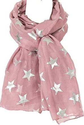 World of Shawls &Eacute;charpe &agrave; paillettes avec imprim&eacute; &eacute;toiles, vieux rose, 90 x 180 cms