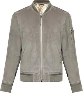 Tom Ford Homme, Vestes, Gris, Taille: L Bomber en Daim Fin