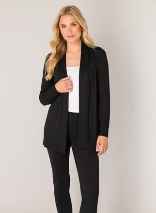 Base Level Strickjacke BASE LEVEL Yayla, Damen, Gr. 38, schwarz, Strick, Obermaterial: 94% Viskose, 6% Elasthan, unifarben, figurumspielend h&uuml;ftlang, tiefer Rund