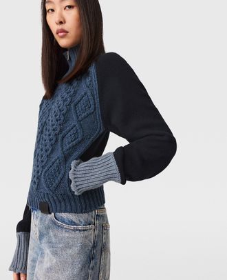 Stella McCartney Hybrid Knit Bomber Jacket, Woman, Navy, Size: XS