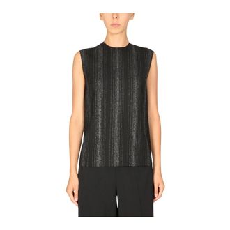 Stella McCartney Modernes- &auml;rmelloses Top mit Strukturstreifen - - Tops - Damen - Schwarzk - S