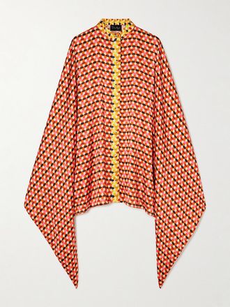 Dima Ayad Bluse Aus Bedrucktem Satin - Orange