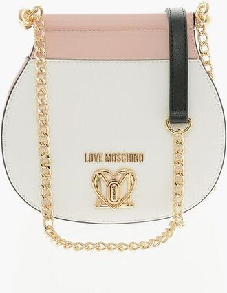 Moschino LOVE Two-Tone Faux Leather Bag with Golden Turn Lock Closure size Unic