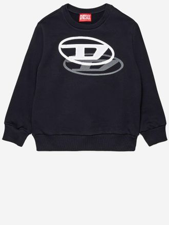 Diesel Boys Cotton Sweatshirt With Logo Black Hoods & Sweatshirts