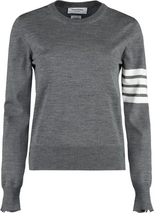 Thom Browne Femme, Pulls, Gris, Taille: 36 FR Pull ras du cou &agrave; rayures Four-Bar