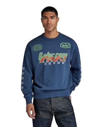 G-Star Herren Moto Sport Graphic Loose Sweatshirt, Blau (rank Blue D23895-B782-868), XXL