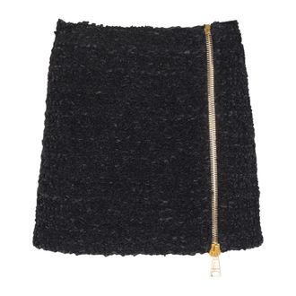 Balmain Kurzer Tweedrock mit Rei&szlig;verschluss - - Skirts - Damen - Schwarzk - S