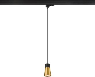 SLV PURI 2.0 Cone, 3~ Pendelleuchte, GU10, Pendellänge 200 cm, 1x max. 6 W, schwarz/gold