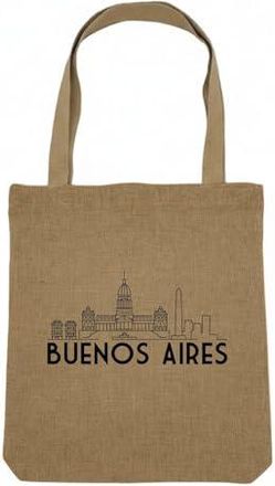 Fabulous Sac Shopping Tote Bag Aspect Lin - Buenos Aires Minimalist Voyage Carte Postale Argentine - Sac de Courses Toile Epaisse 360g Beige Naturel Cabas Port