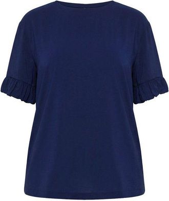 Ulla Popken T-Shirt T-Shirt Materialmix Oversized Rundhals Halbarm